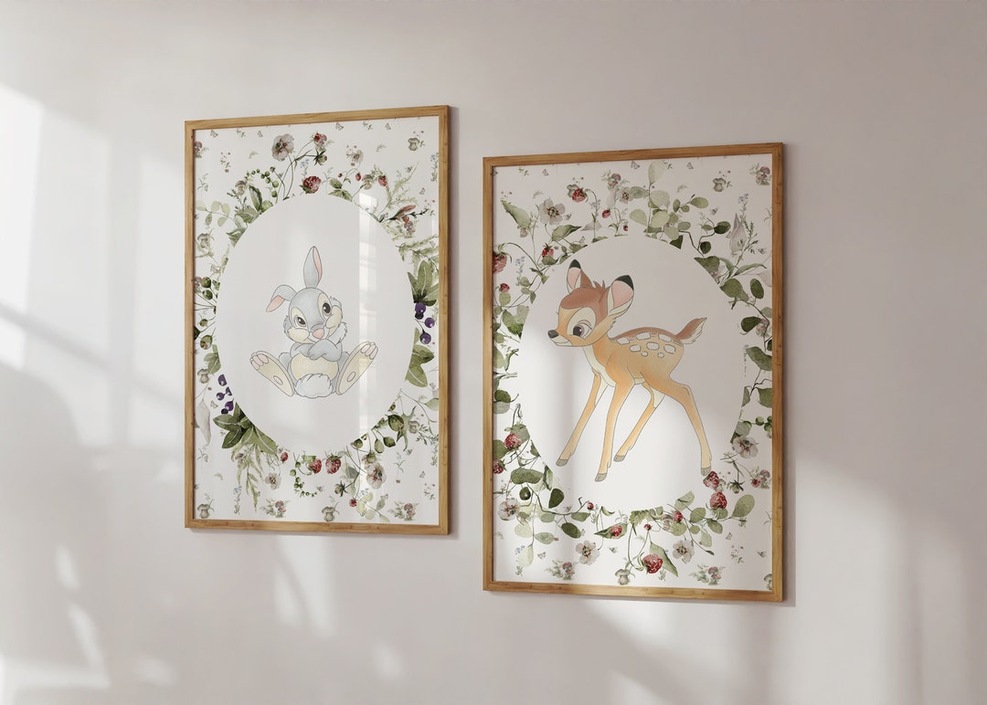 Set of 2 Bambi Wall Art I Bambi Nursery| Forest Friends Printable Wall ...