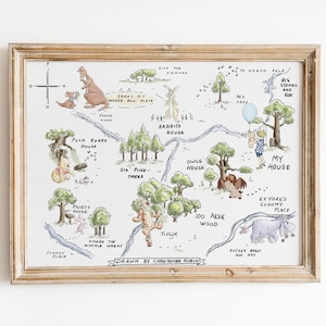 Winnie the Pooh Map Wall Art | 100 Acre Wood Map Printable Art | 100 ...