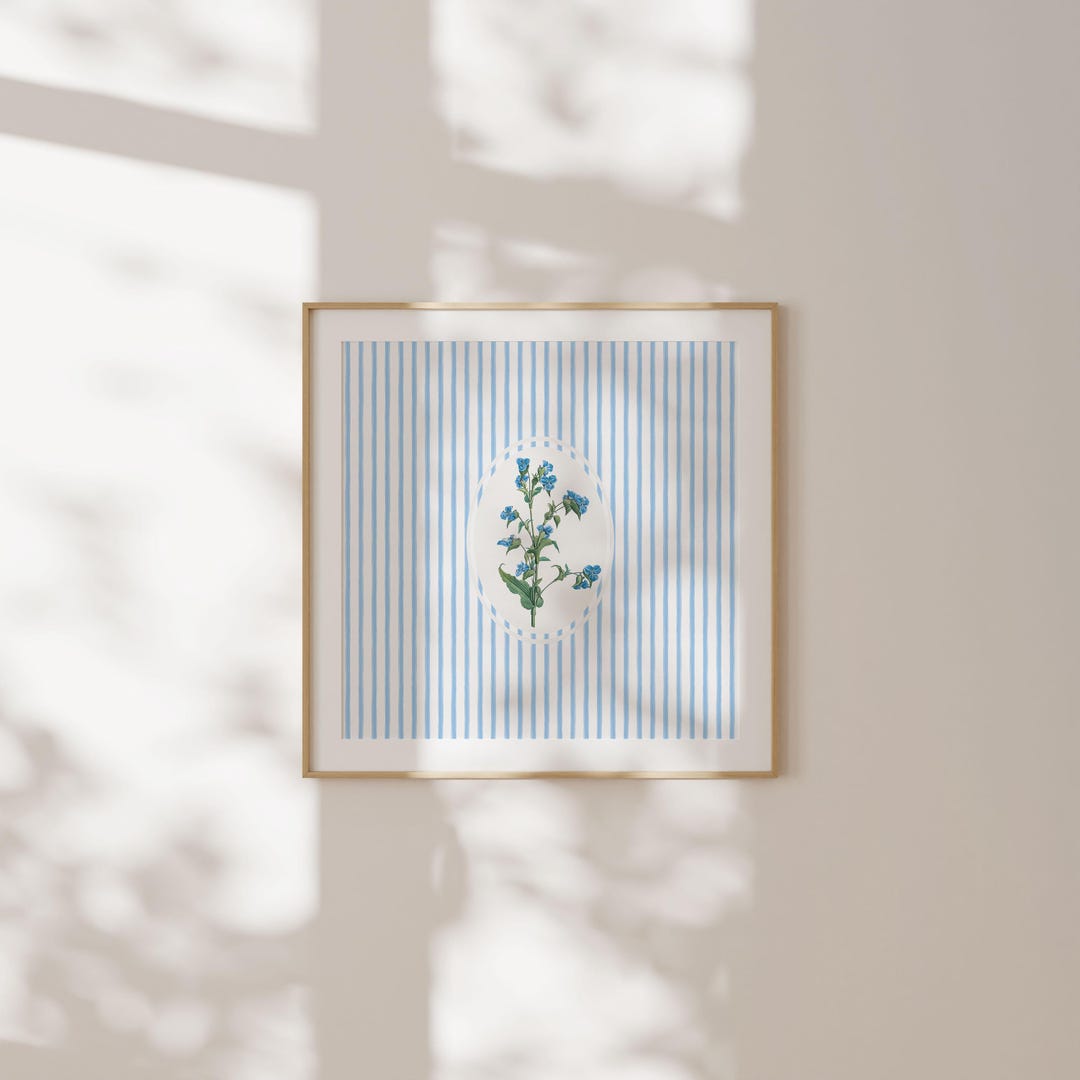 Vintage Blue Flower Digital Art Print | Vintage Botanical Print| French ...
