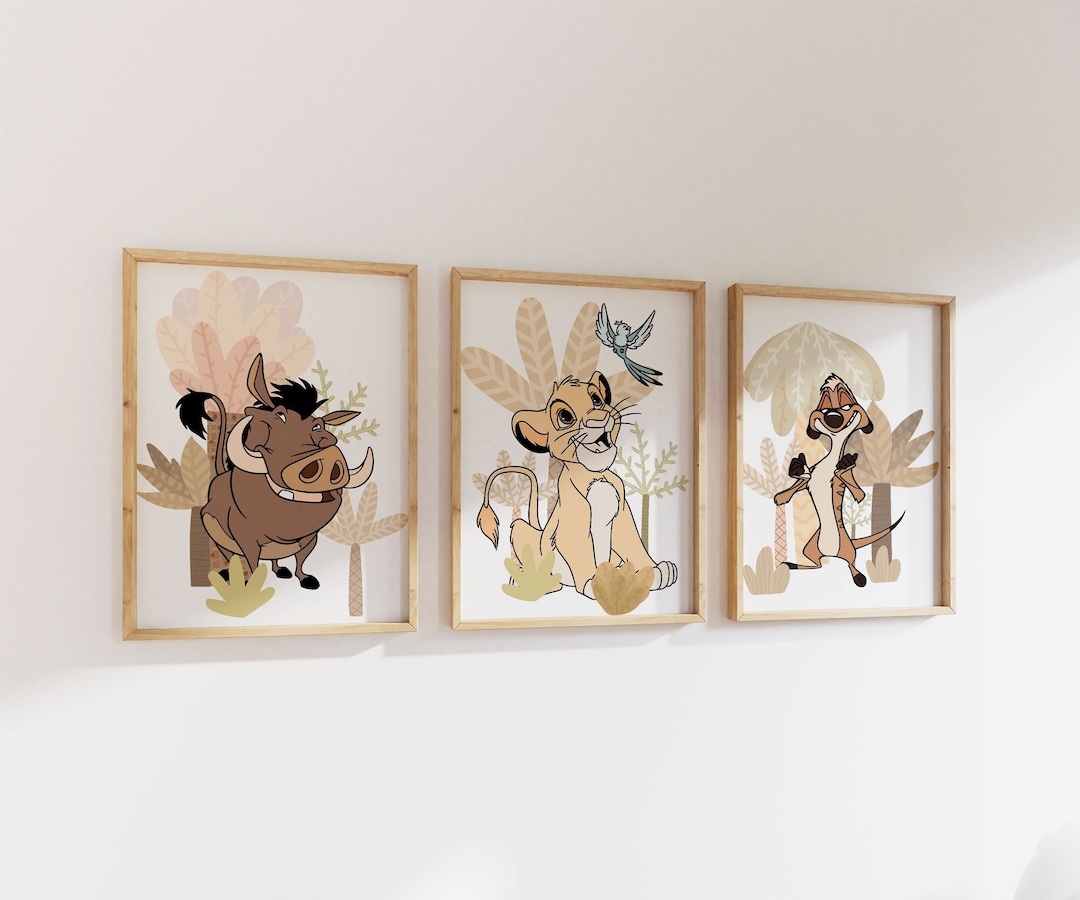 Set of 3 Simba and Friends Wall Art | Lion King Art Print | Simba ...