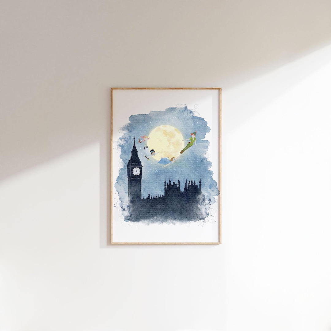 Peter Pan Art Print | Watercolor Peter Pan Print | Hand-drawn Nursery ...