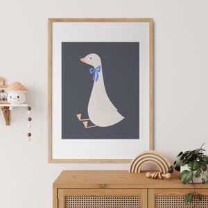 Bow-tied Goose Art Print | Cute Silly Goose Print | Hand-drawn Nursery ...