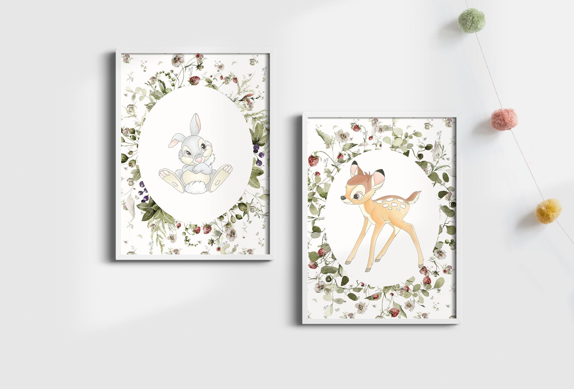 Set of 2 Bambi Wall Art I Bambi Nursery Forest Friends Printable Wall ...