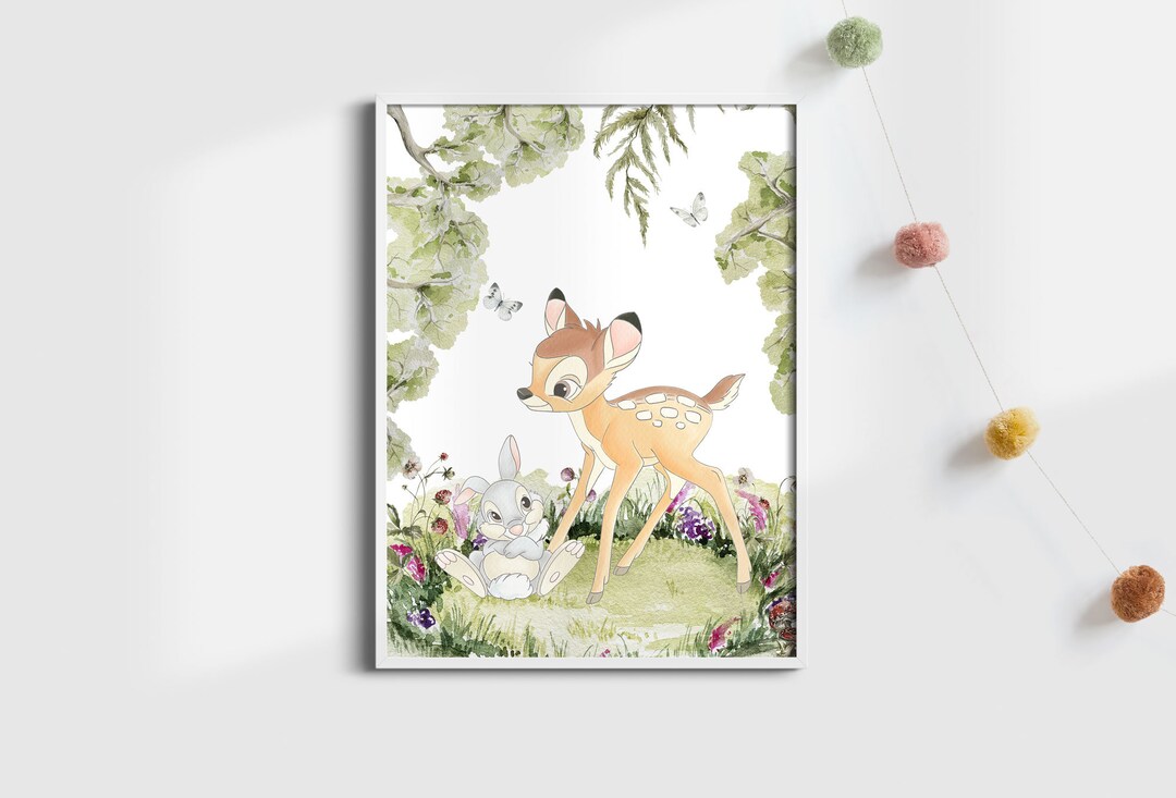 Bambi Wall Art I Forest Friends Printable Wall Art | Nursery Decor ...