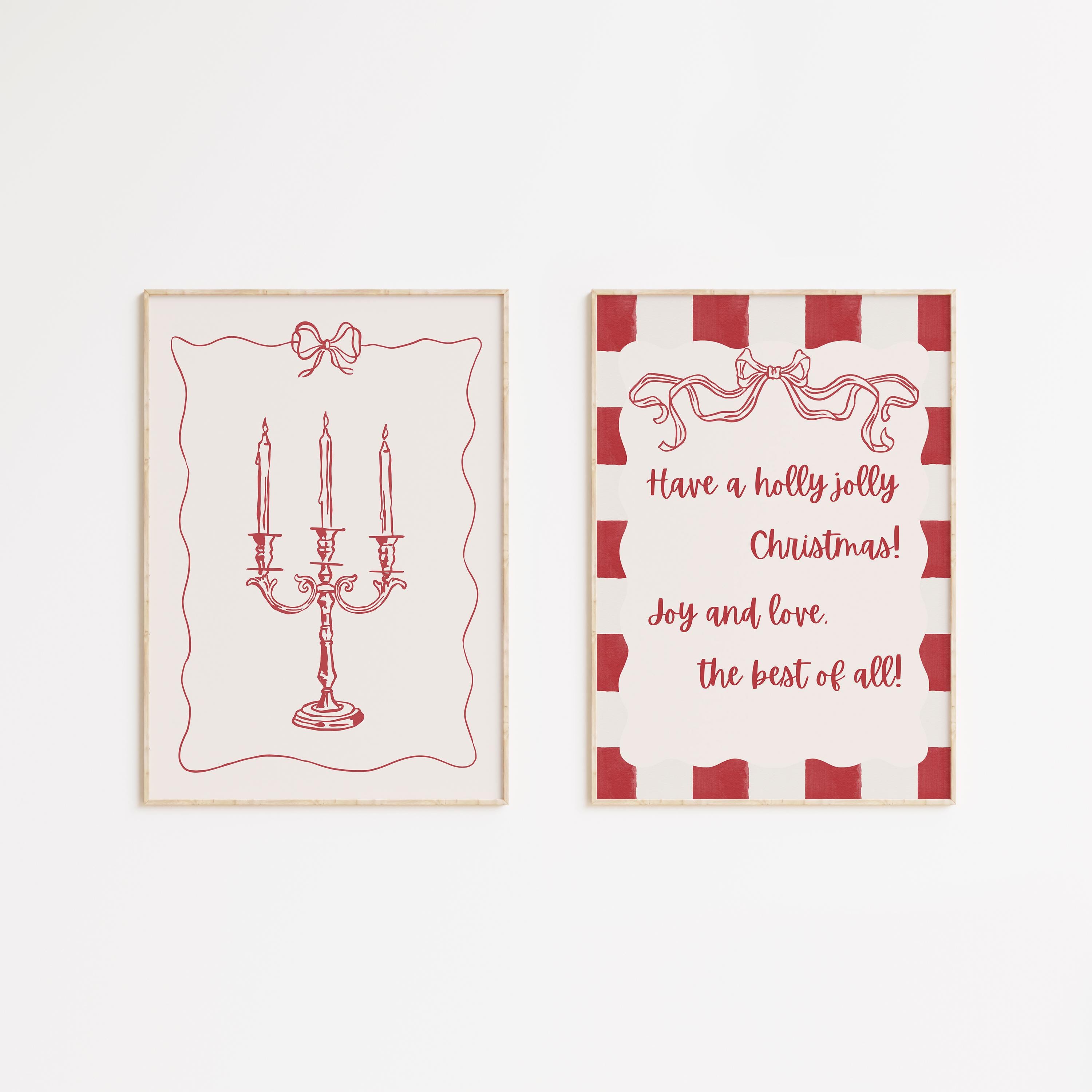 Set of 2 Holly Jolly Christmas Wall Print| Xmas Print| Festive Print ...