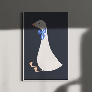 Bow-tied Goose Art Print | Cute Silly Goose Print | Hand-drawn Nursery ...