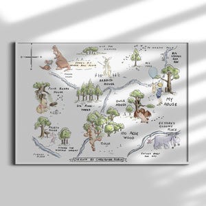 Winnie the Pooh Map Wall Art | 100 Acre Wood Map Printable Art | 100 ...