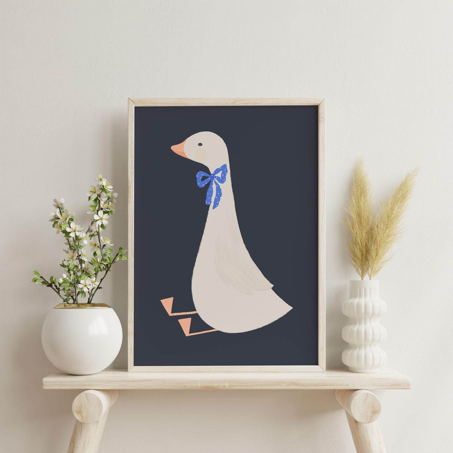 Bow-tied Goose Art Print | Cute Silly Goose Print | Hand-drawn Nursery ...