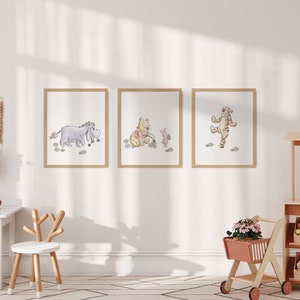 Set of 3 Winnie the Pooh and Friends Wall Art | Classic Style Winnie ...