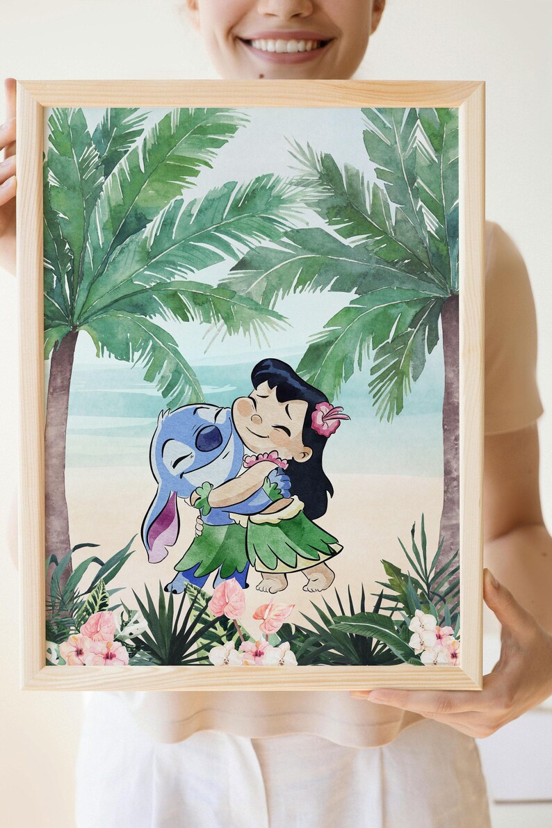 Lilo and Stitch Art Print | Watercolor Lilo and Stitch Print | Hand ...