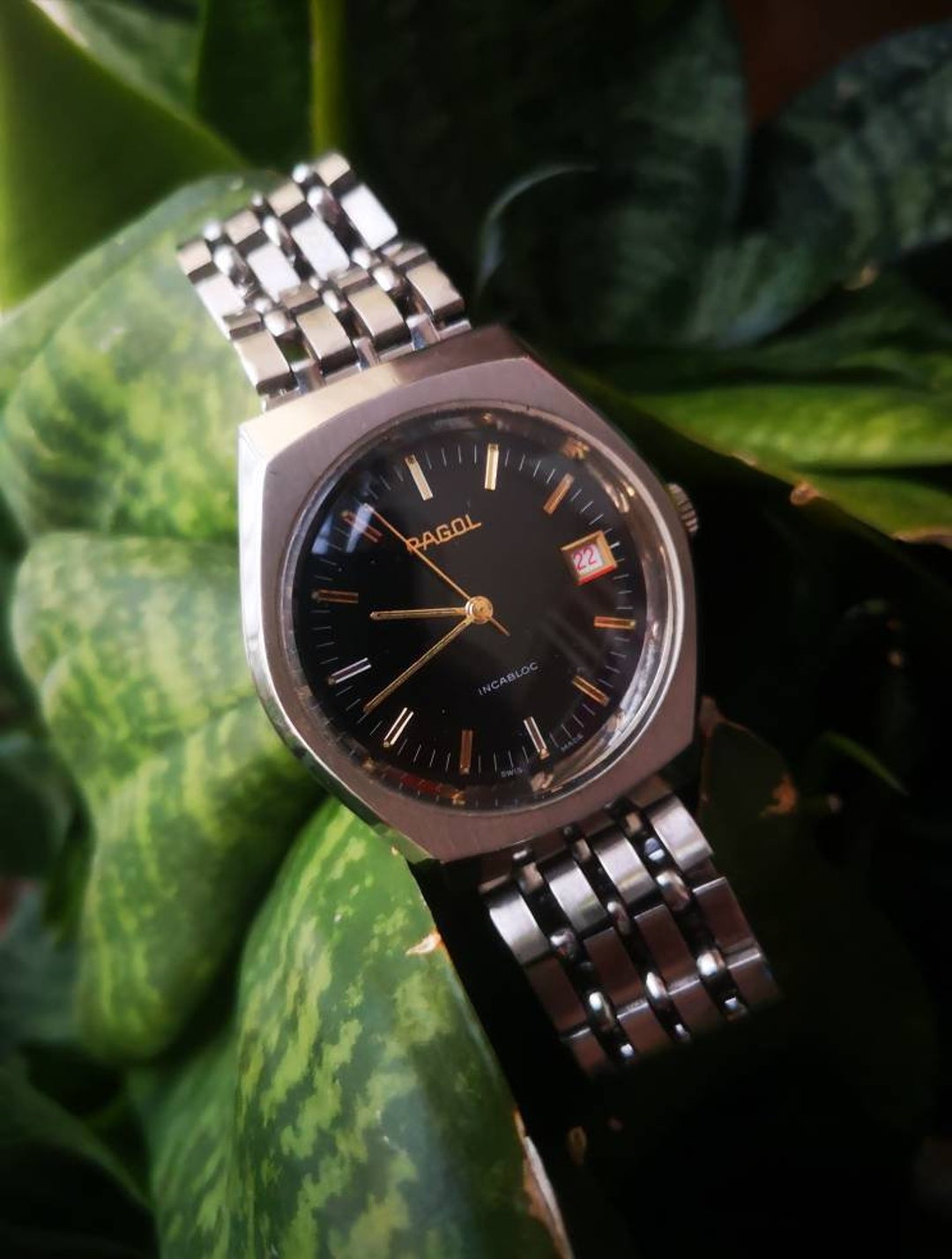 Vintage Pagol Black Face Watch - Etsy