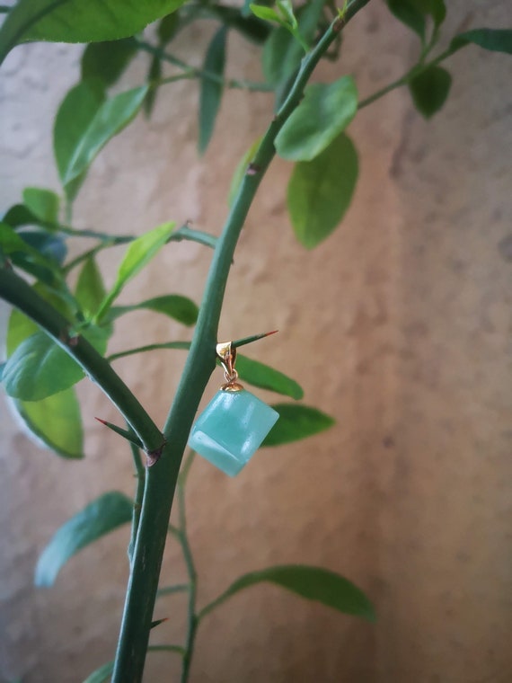 Jade Inspired Cube Shape Gold Pendant/charm - Etsy