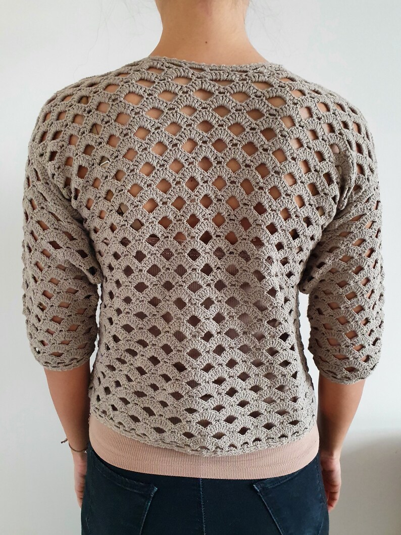 Linen Cardigan for Women, Crochet Cardigan Sweater, Handmade Jacket ...