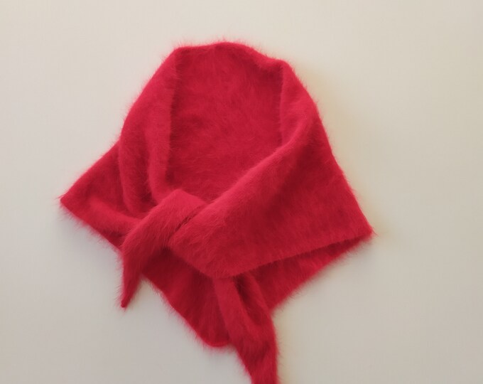 Hand Knit Scarf Women From Fluffy and Soft Red Angora Knitted Scarf ...