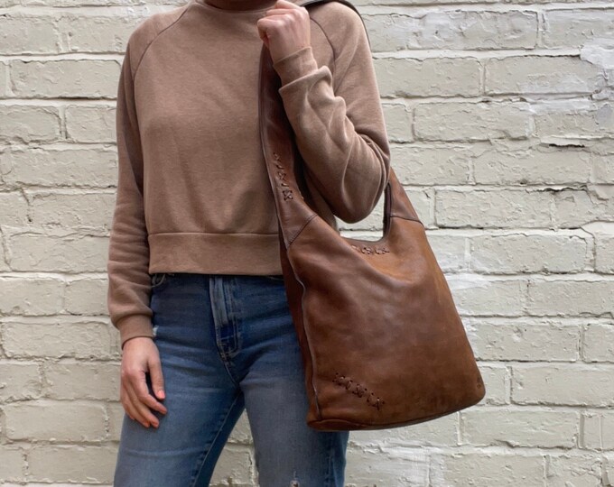 Timberland Large Brown Leather Shoulder Bag - Etsy