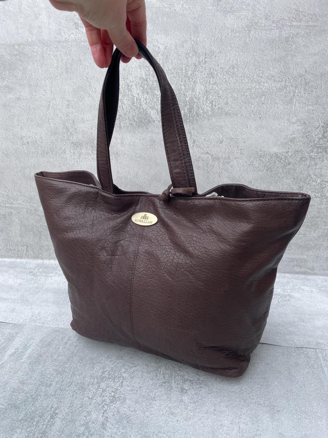 Rowallen Dark Brown Leather Tote Shopper Twin Handle Bag - Etsy