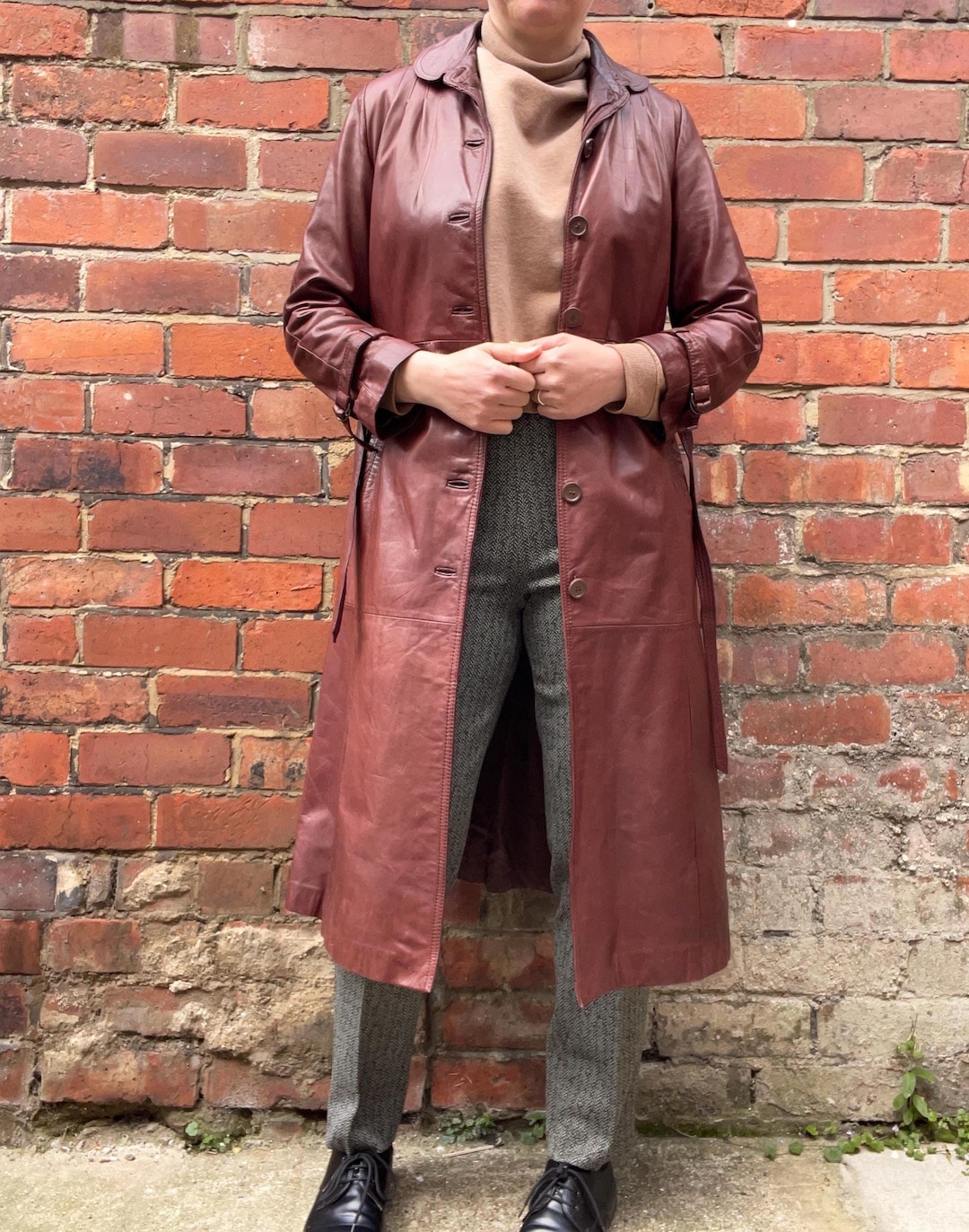 Long Leather Vintage Mac in Auburn Colour Brown Size UK 10-12 - Etsy UK