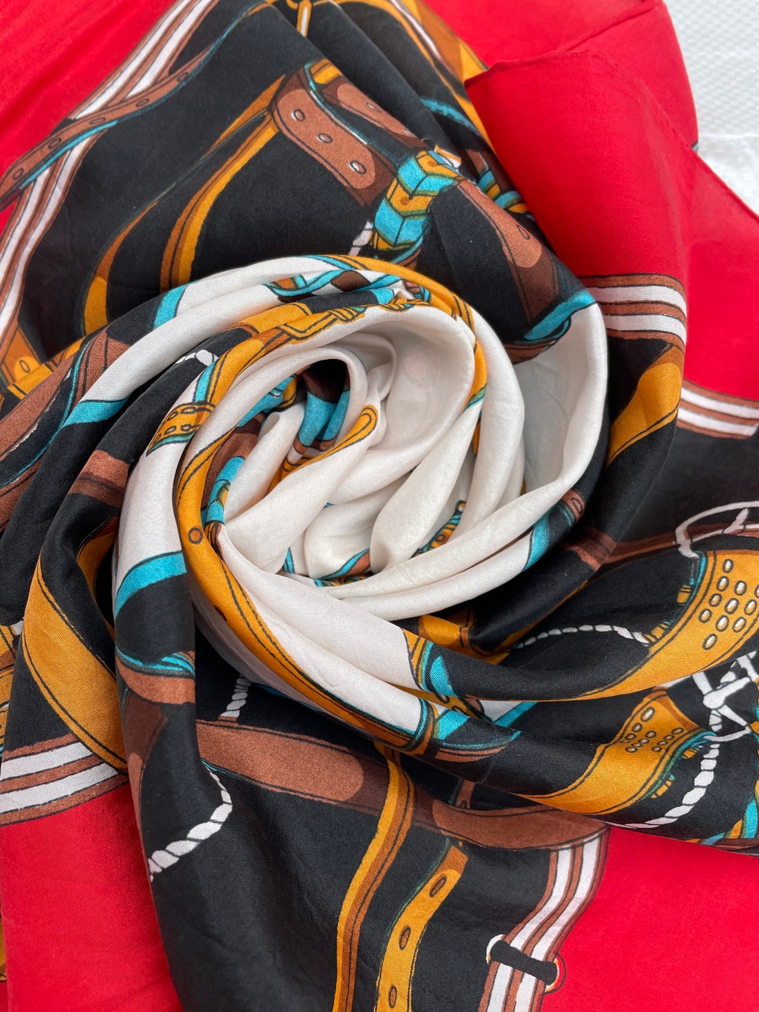 Equestrian Leathers Print Silk Scarf - Etsy