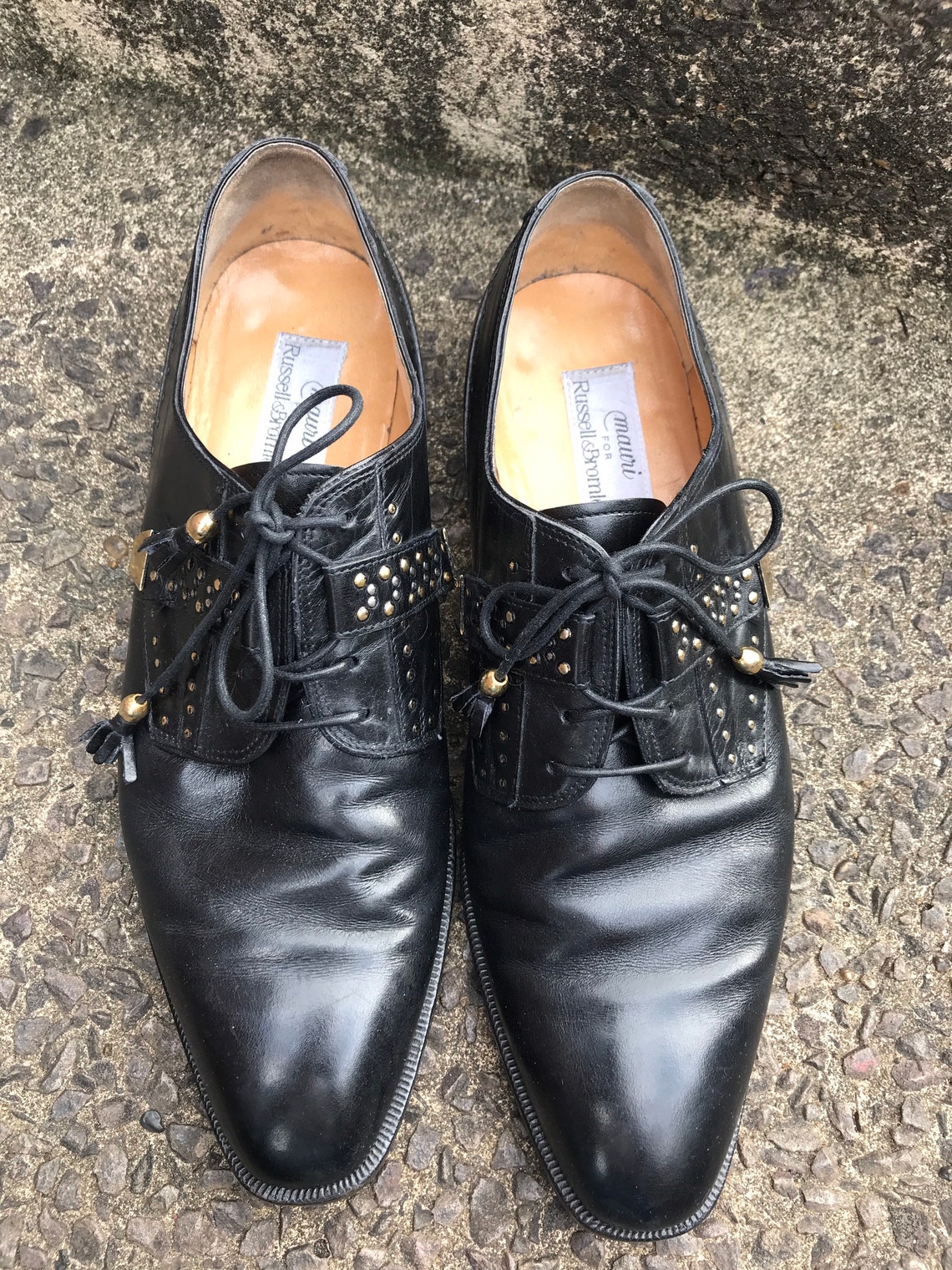 Mauri for Russell & Bromley Black Leather Studded Mens Shoes | Etsy UK