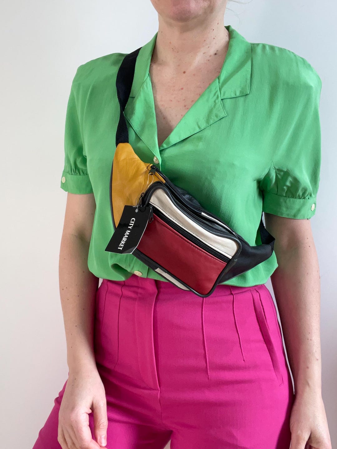 1990s Dead Stock Patchwork Leather Bumbag / Fanny Pack / Waist Bag - Etsy
