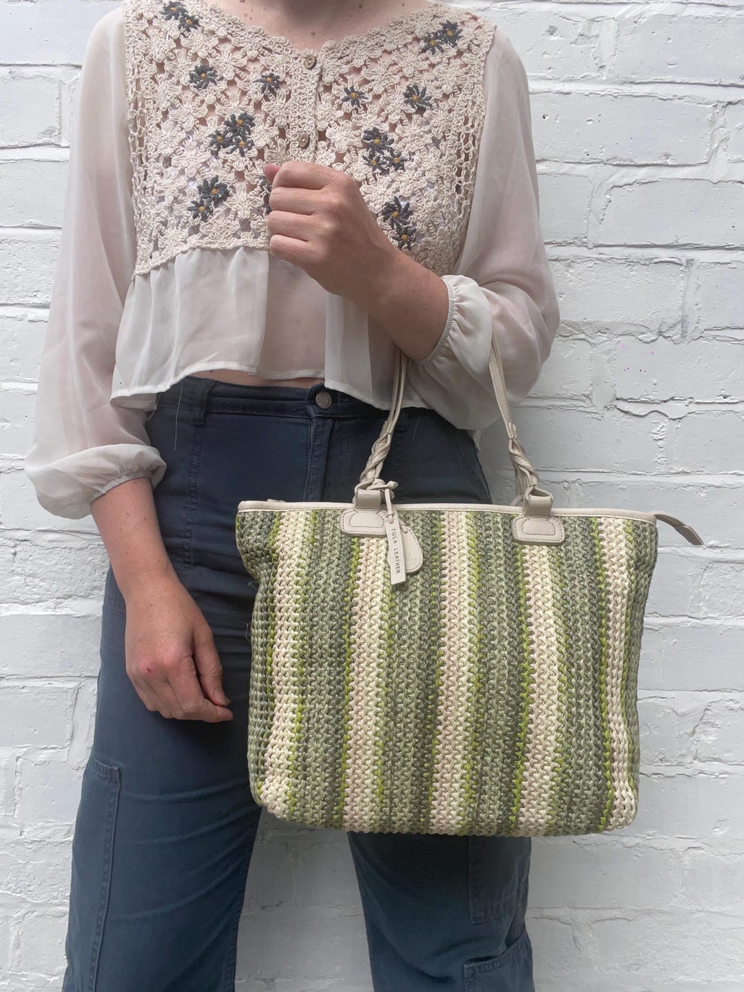 Tula Woven Fabric & Leather Tote Bag Beach Bag - Etsy