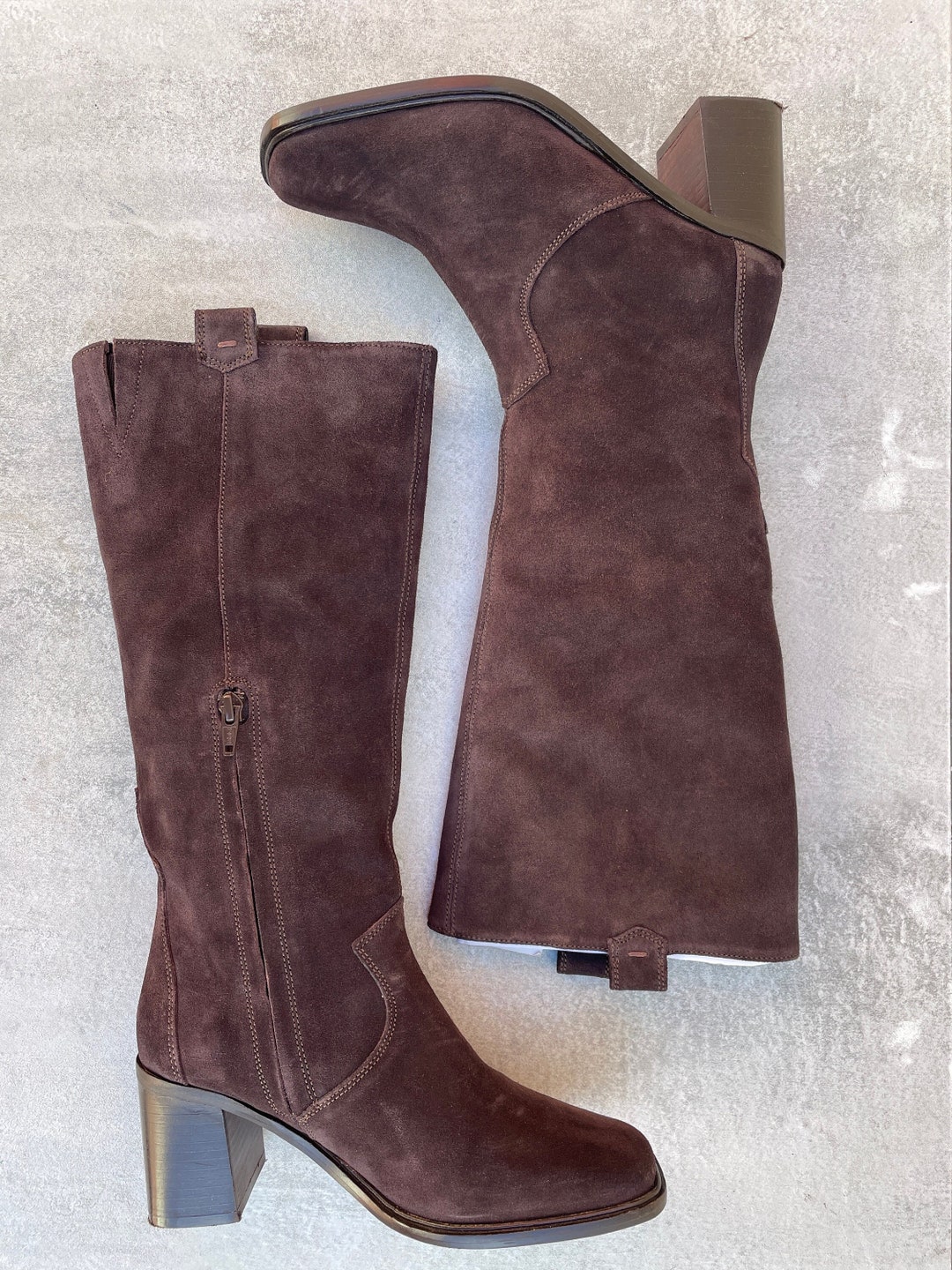 00s Jigsaw Dark Brown Suede Fitted Boots Size UK 4 - Etsy