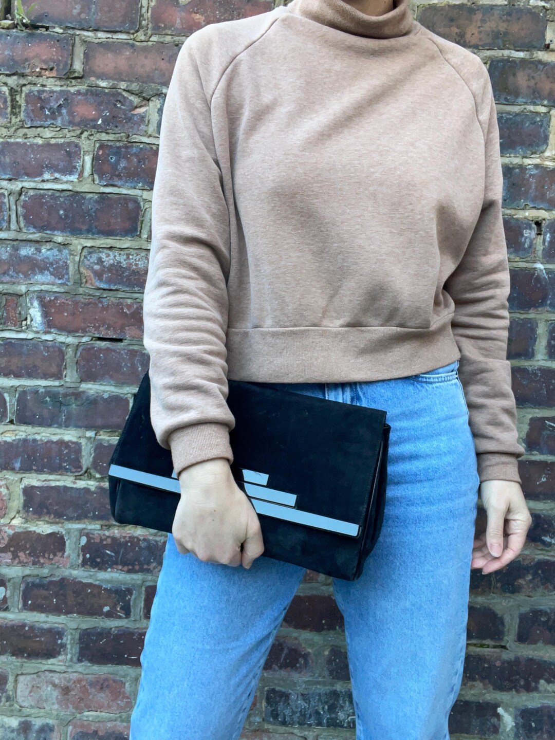 1990s Black Suede & Perspex Clutch / Shoulder Bag - Etsy