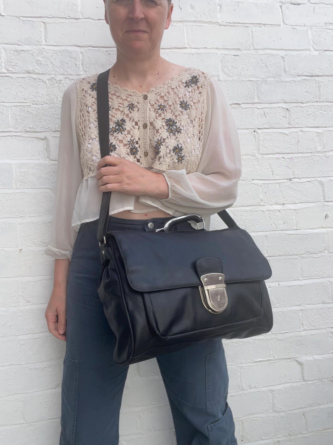 90s Faux Leather Laptop Document School Work Office Bag - Etsy
