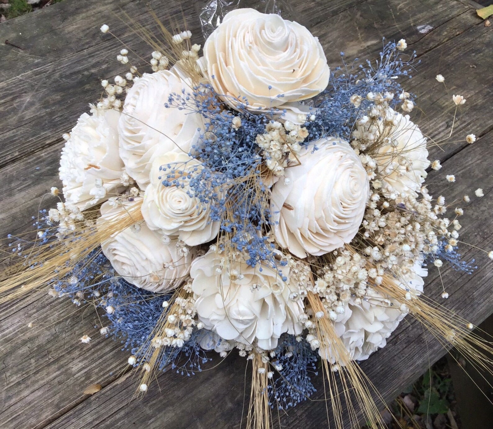 Dusty Blue Falling in Love Wood Flower Bouquet - Etsy