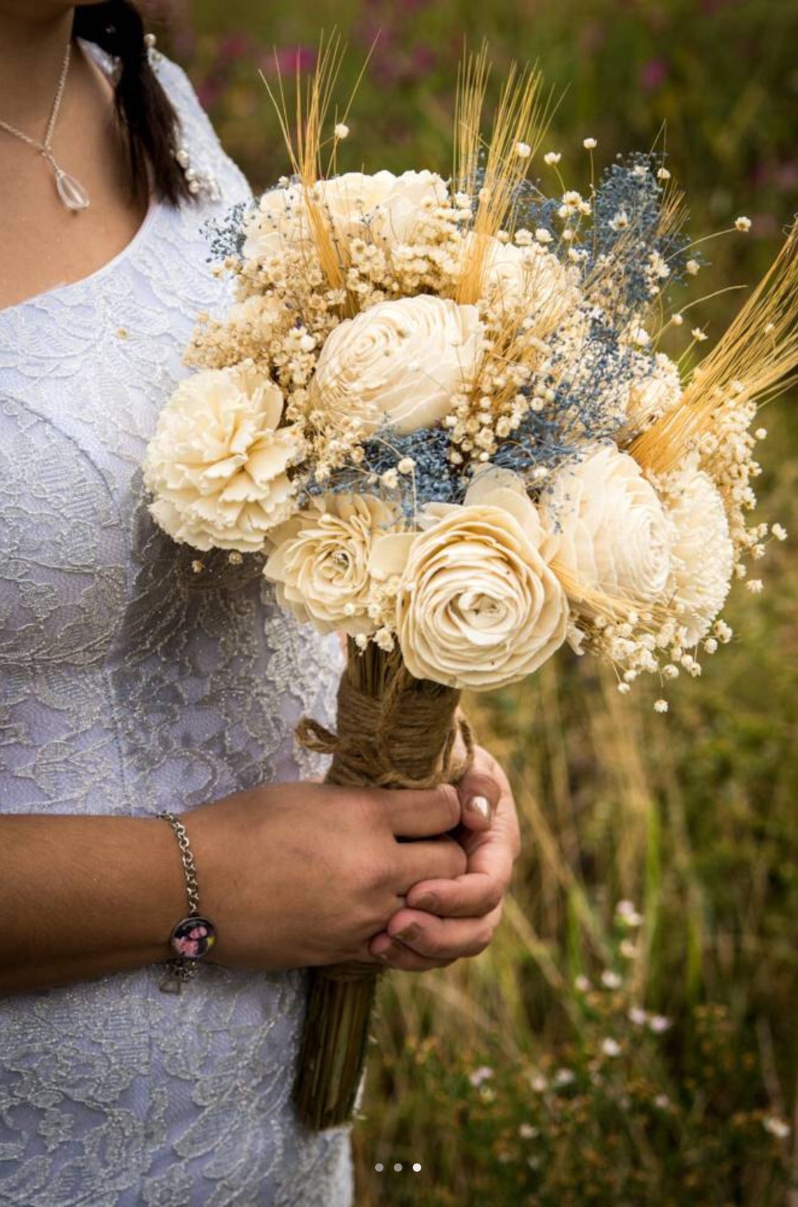 Dusty Blue Falling in Love Wood Flower Bouquet - Etsy