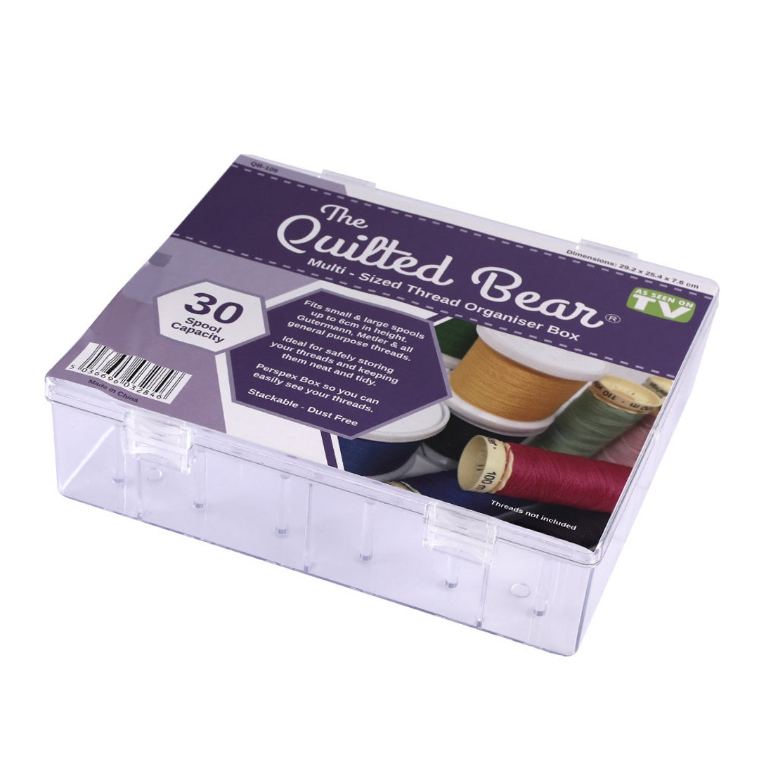 The Quilted Bear 30 Spool Thread Box - Stackable Strong Acrylic Plastic ...