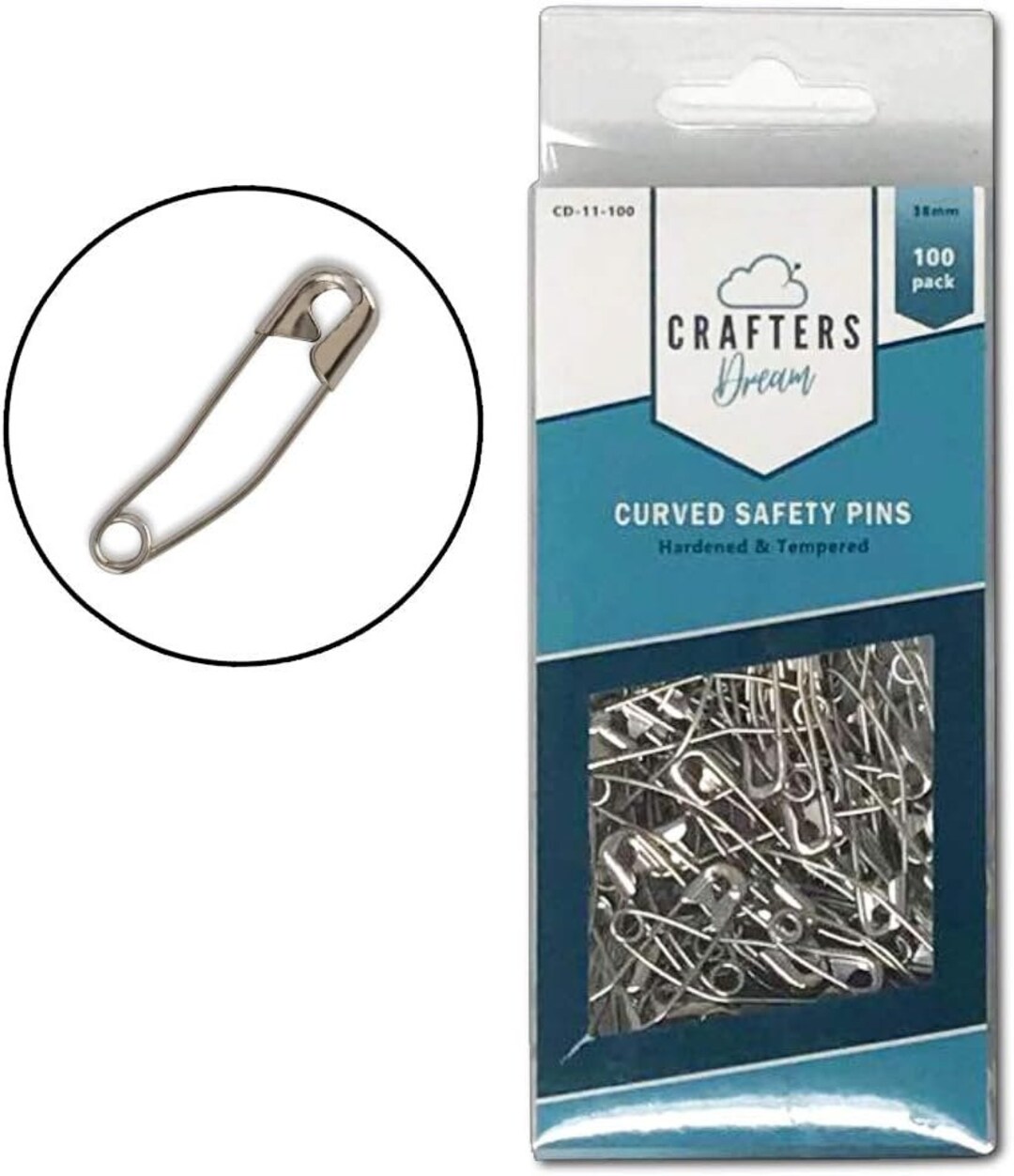Crafters Dream Curved Safety Pins - 40 or 100 Pack. Designed for ...