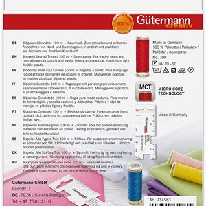 Gütermann Creativ Sewing Thread Set With 8 Spools Sew-all Thread 100 M ...