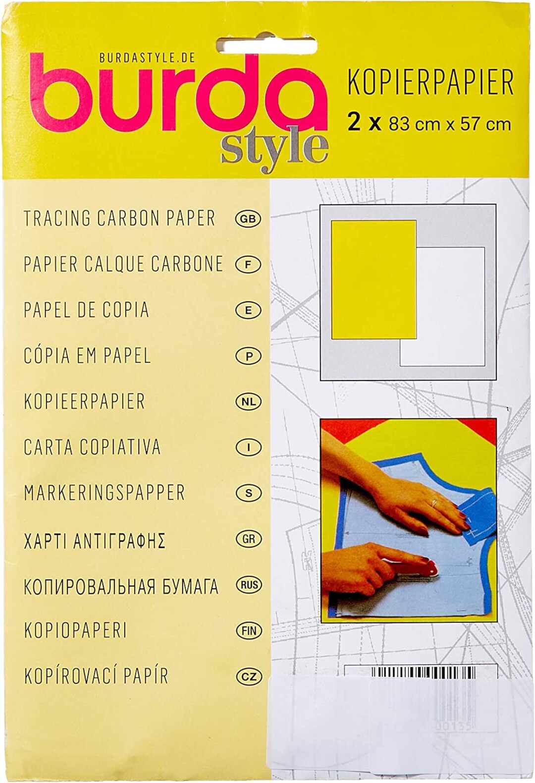 Burda Tracing Carbon Paper- Available in Blue and Red or Yellow and ...