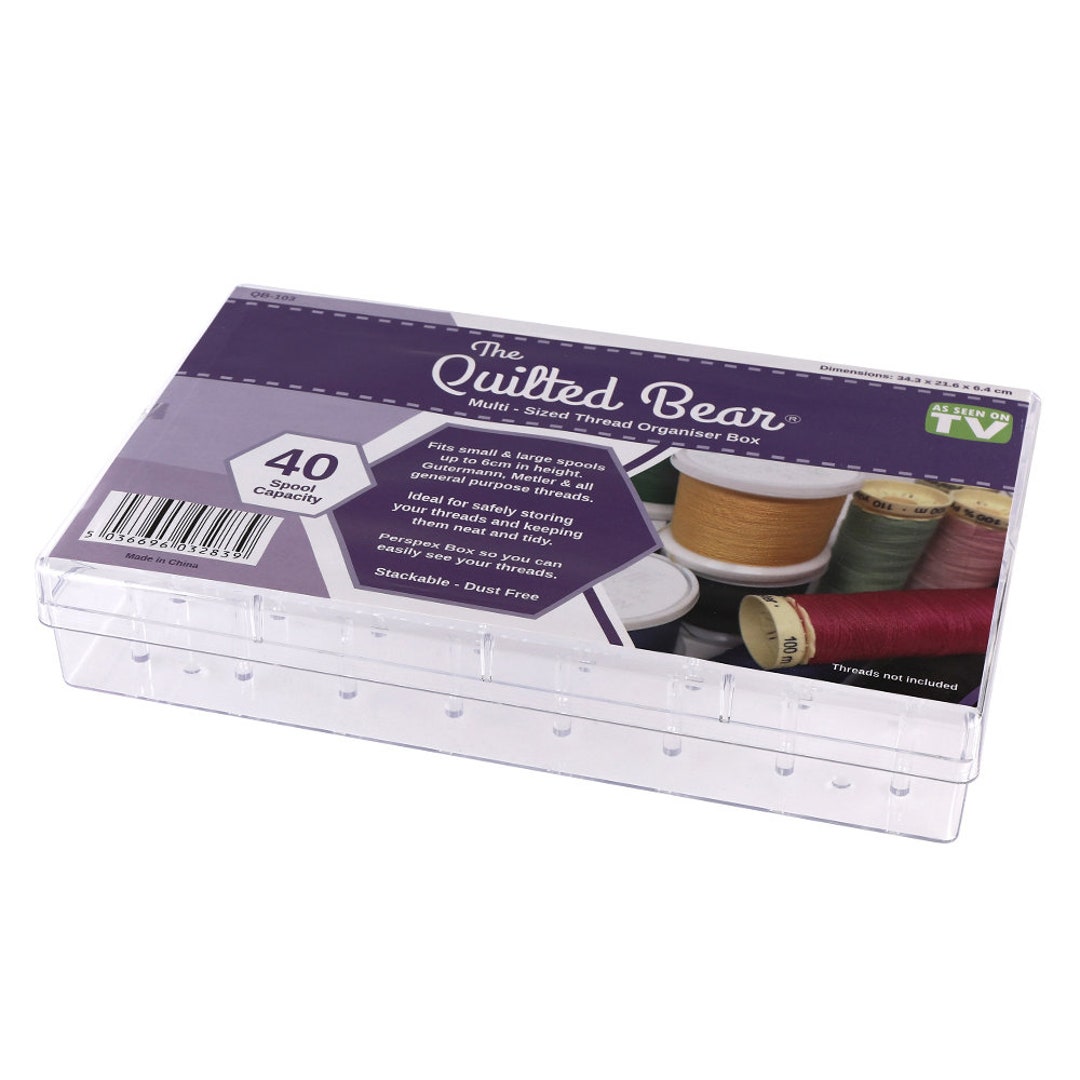 The Quilted Bear 40 Spool Thread Box - Stackable Strong Acrylic Plastic ...