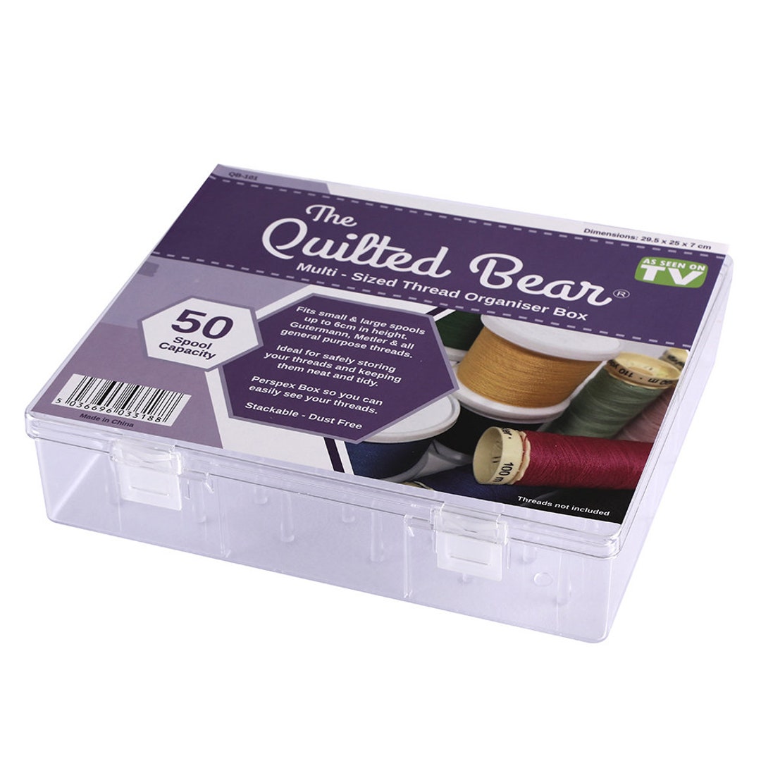 The Quilted Bear 50 Spool Thread Box Stackable Strong Acrylic Plastic ...