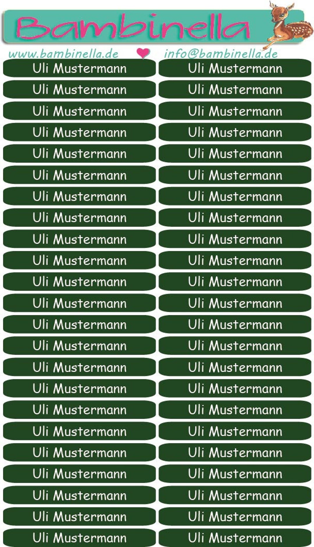 Bambinella® Name Stickers for Pens Dark Green 138 Adhesive Labels - Etsy