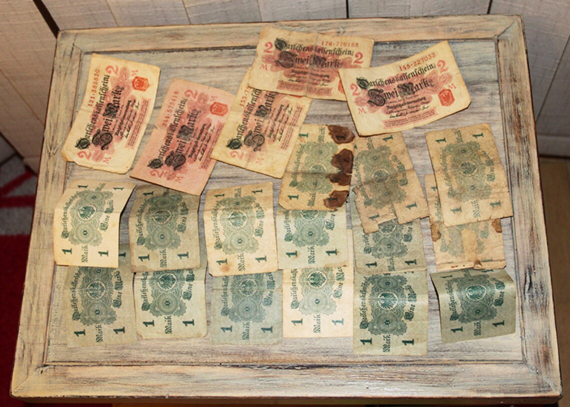 1914 Two Marks Banknote, German 1914, 1 Mark Banknote, Eine Mark, 20 ...