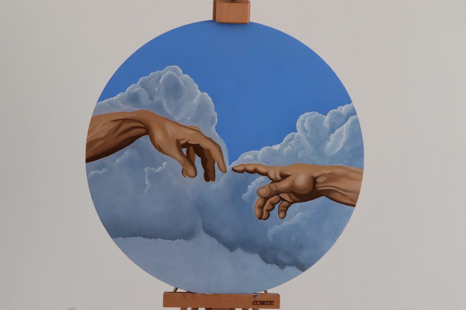 Creation of Adam Michelangelo Oil Painting Hands God Original 60 Cm ...