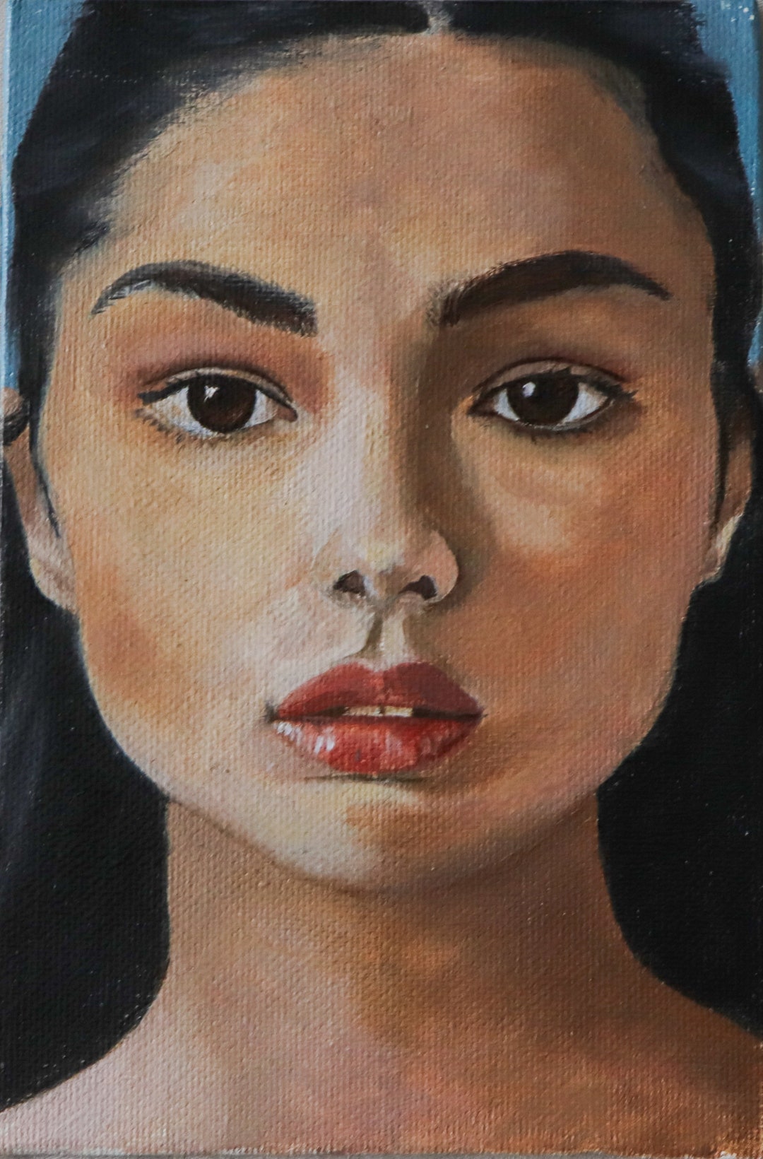 Portrait Oil Painting Hyperrealism 18 Cm 12 Cm Cardboard Canvas Tiny ...