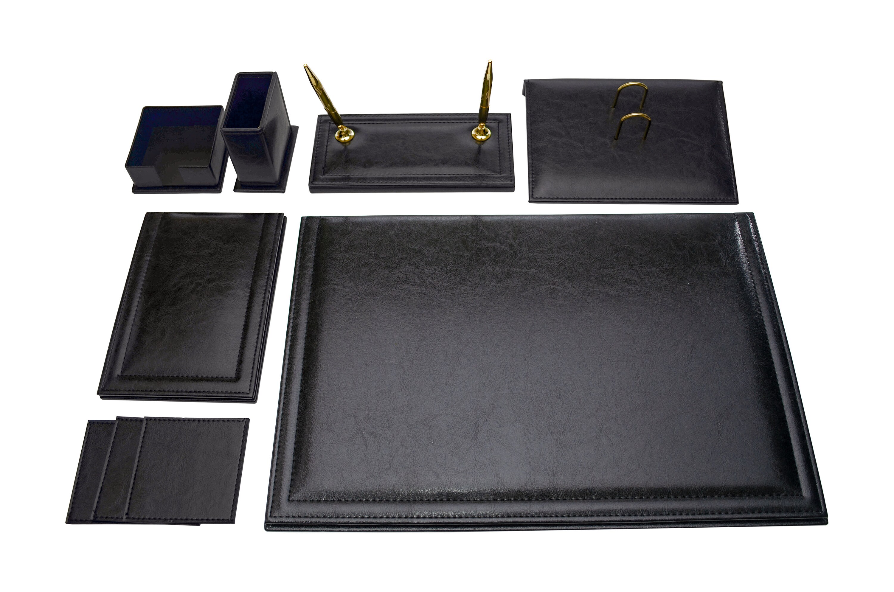 Classic Luxury Desk Set 11 Pieces Maroon Office Desk Organizer Leather ...