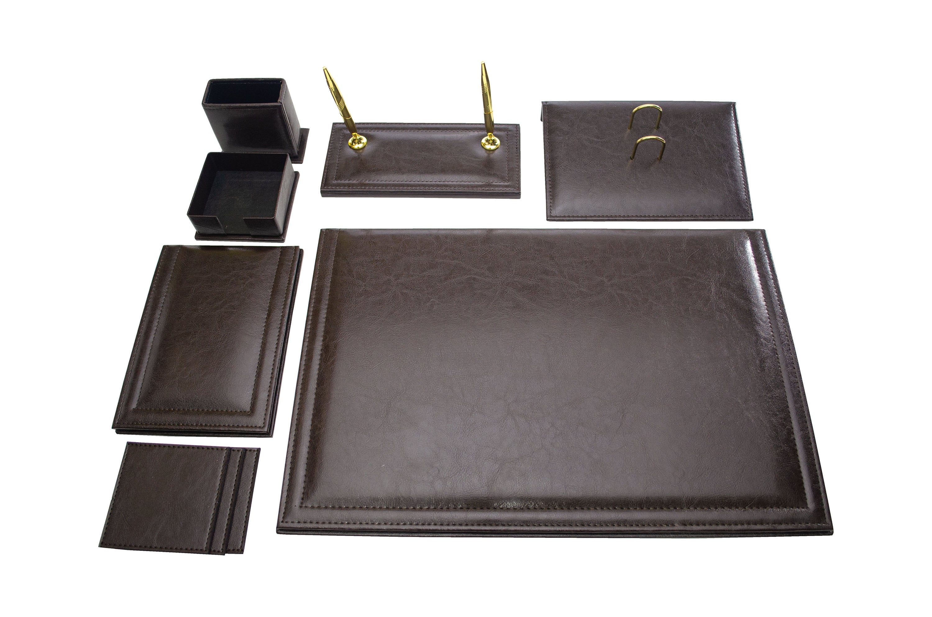 Classic Luxury Desk Set 11 Pieces Maroon Office Desk Organizer Leather ...