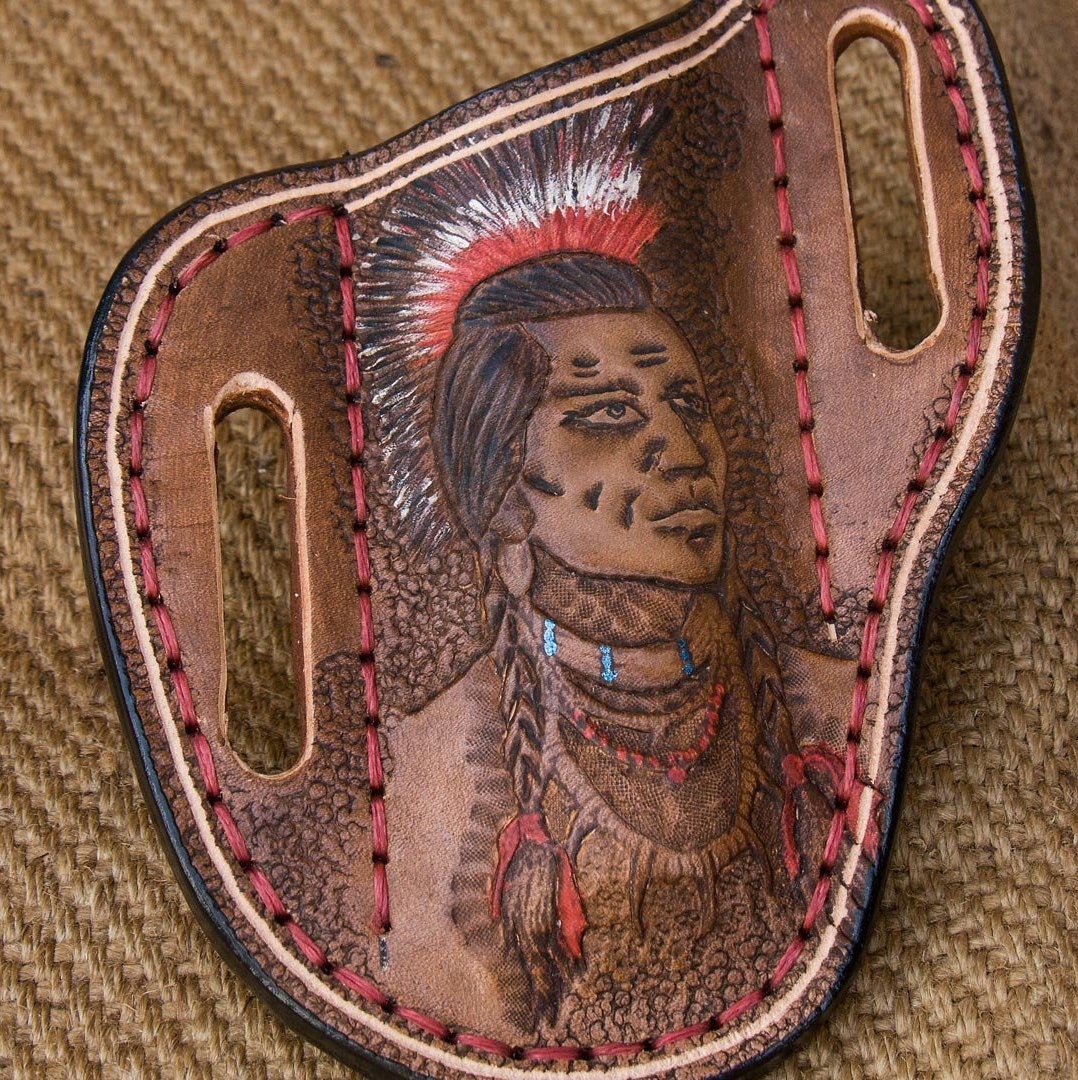 The Sheath on the Belt Sheath for a Folding Knife Embossed - Etsy