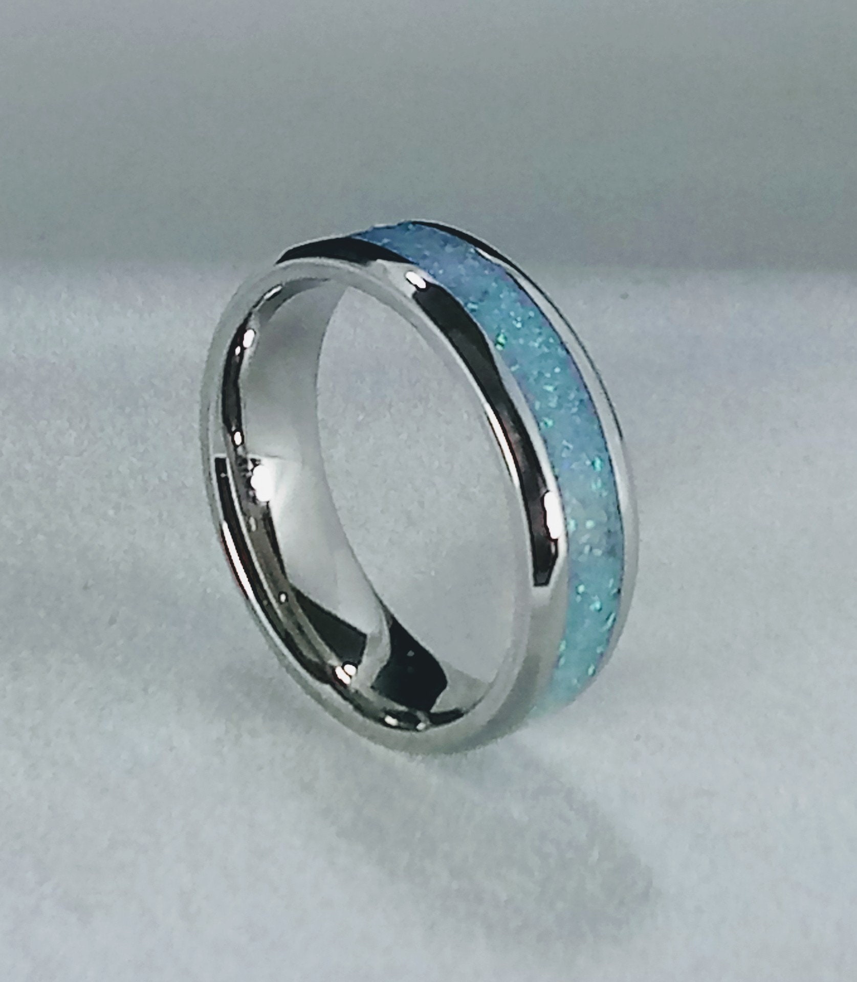 Opal Inlay Ring. Stainless Steel Inlay Ring. Opal Wedding - Etsy