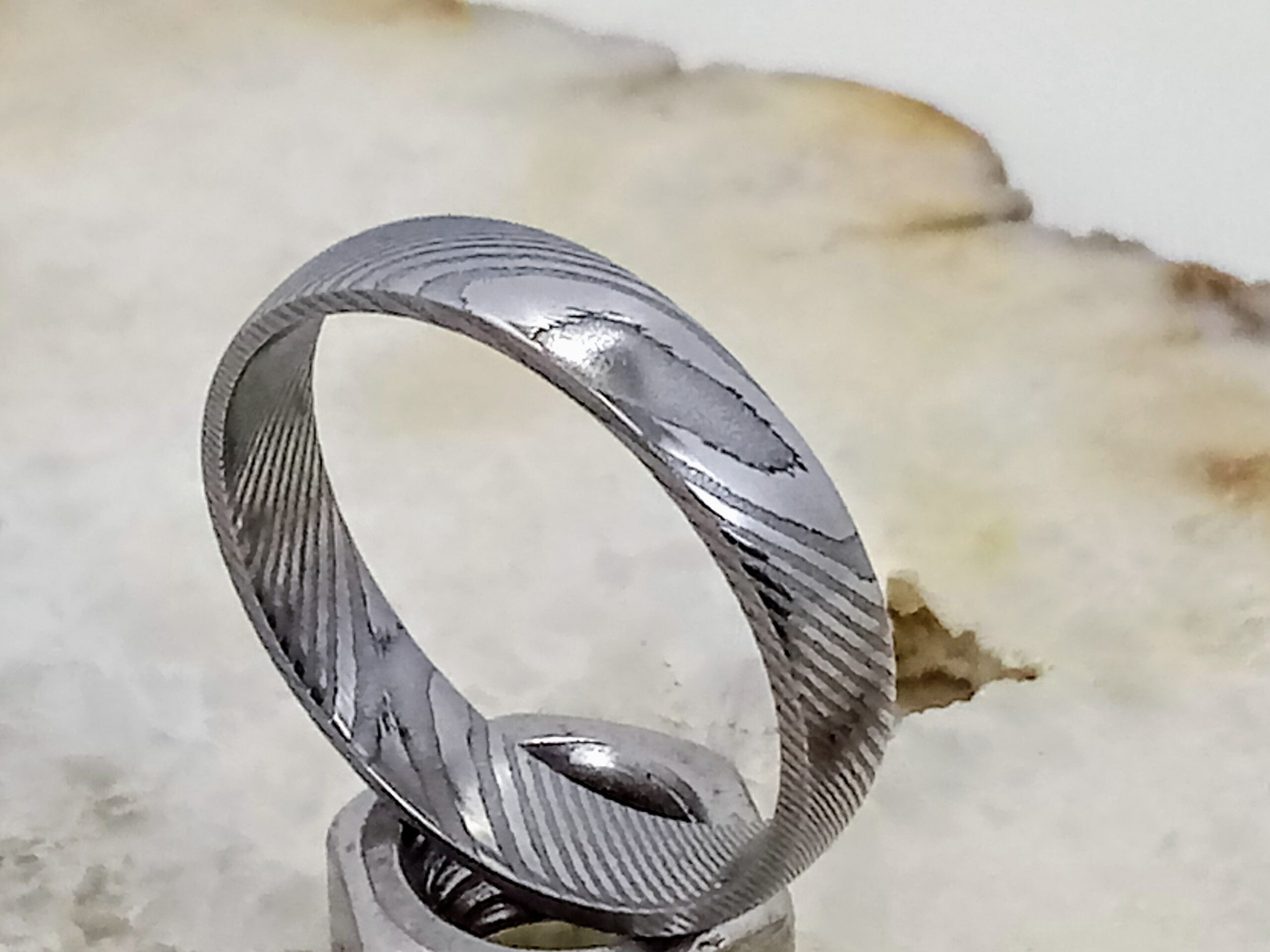 Stainless steel Damascus ring 5 - Etsy.de