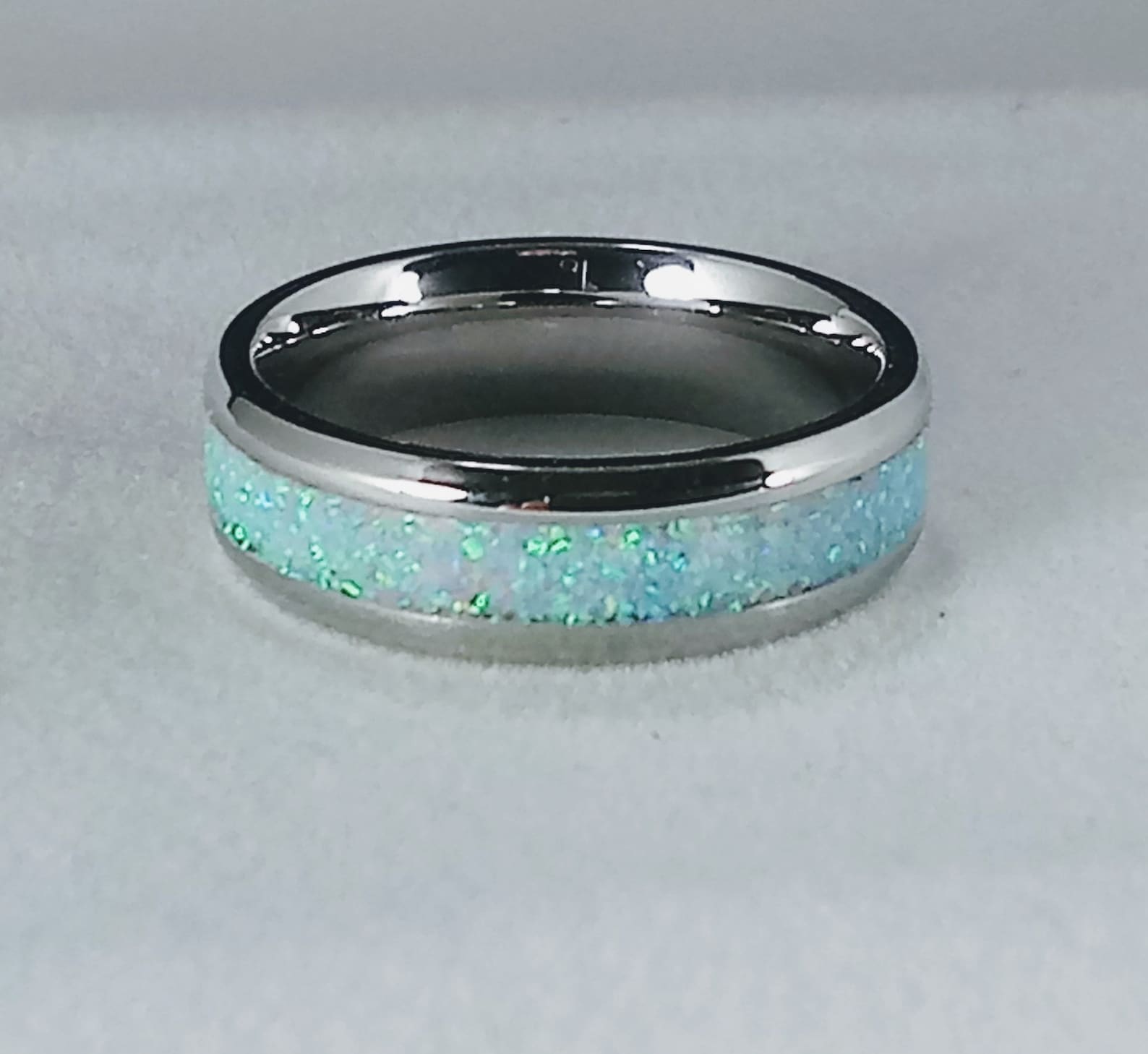 Opal Inlay Ring. Stainless Steel Inlay Ring. Opal Wedding - Etsy