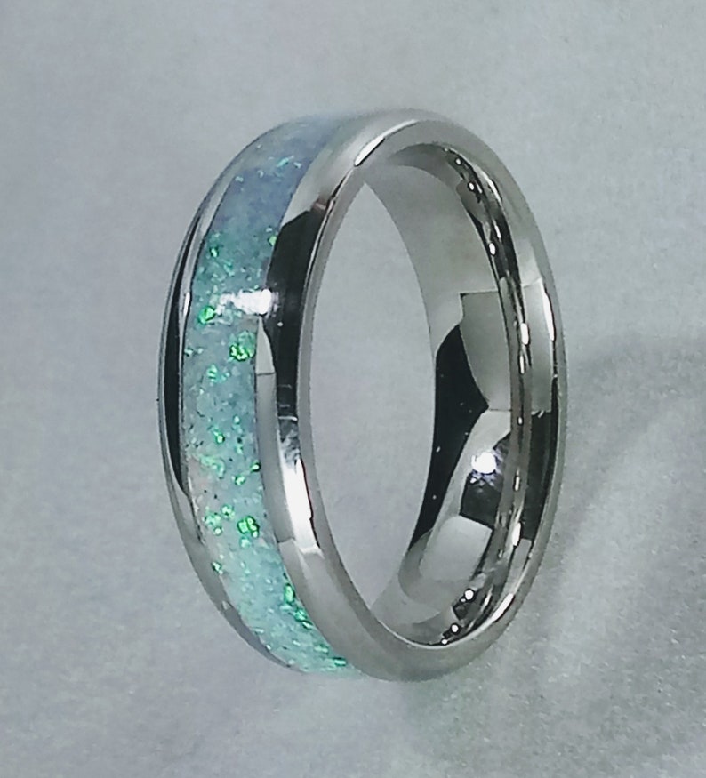 Opal Inlay Ring. Stainless Steel Inlay Ring. Opal Wedding - Etsy