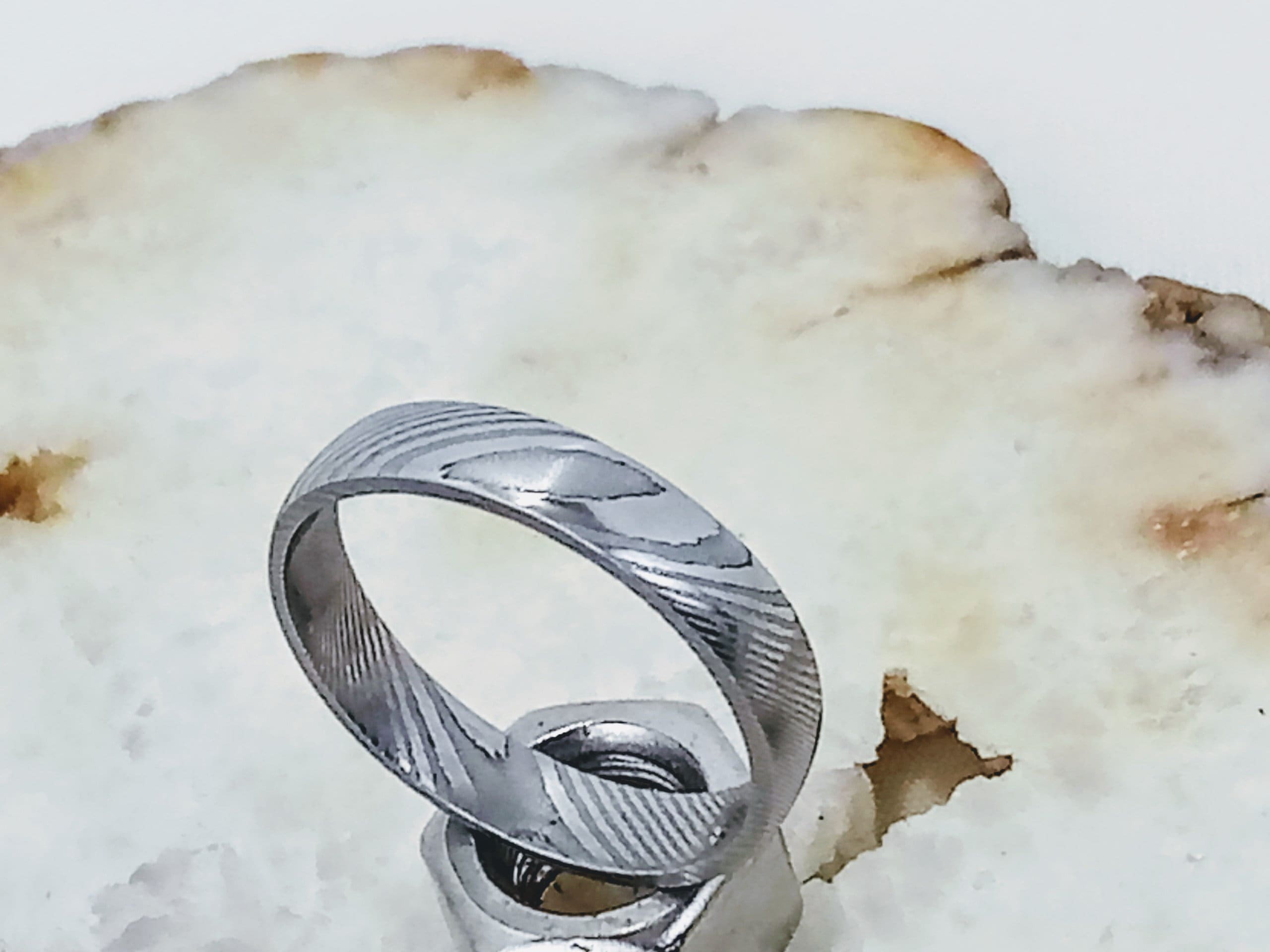 Stainless steel Damascus ring 5 - Etsy.de