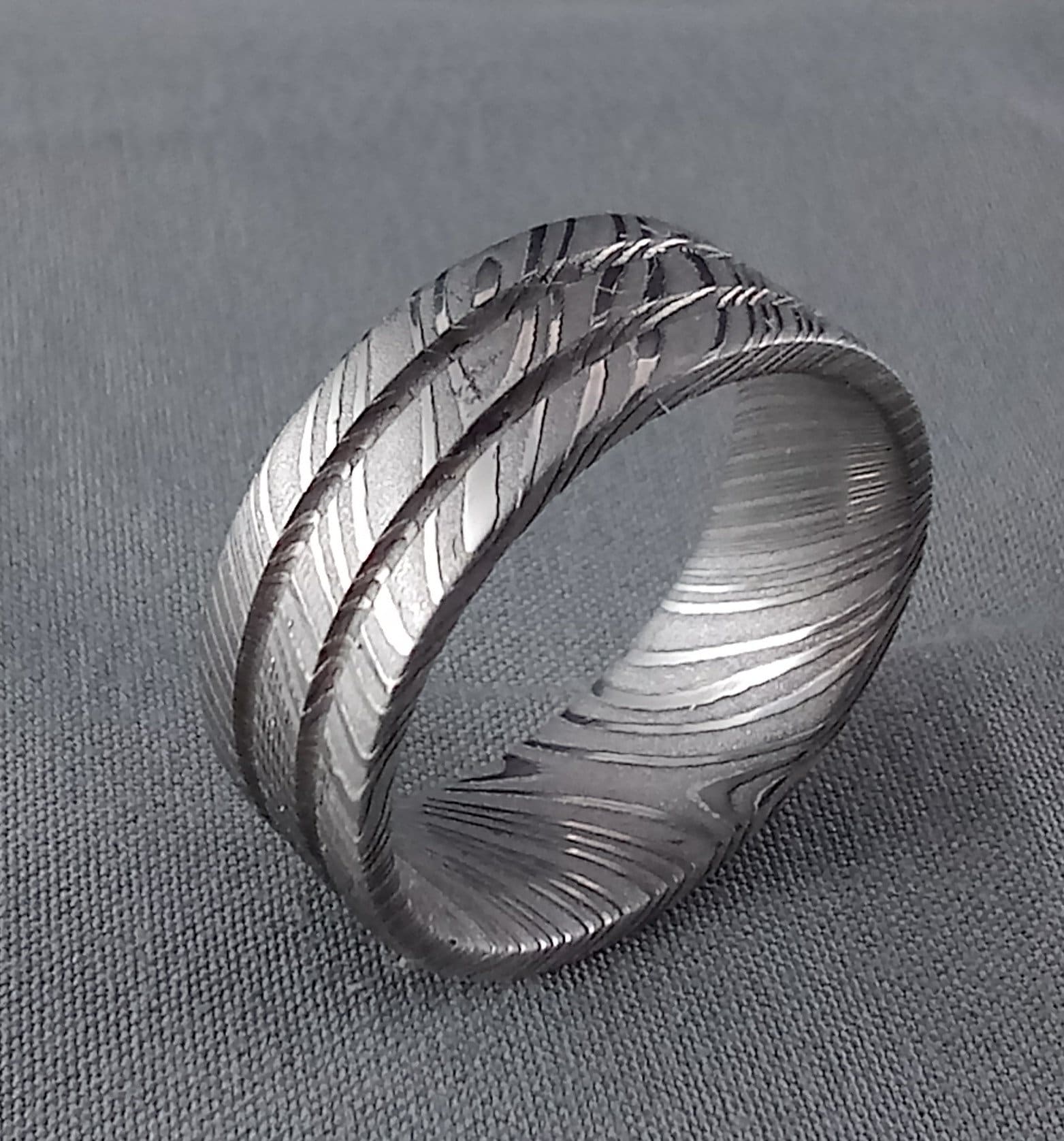 Damascus Steel Ring. Stainless Steel Damascus Ring. - Etsy Italy
