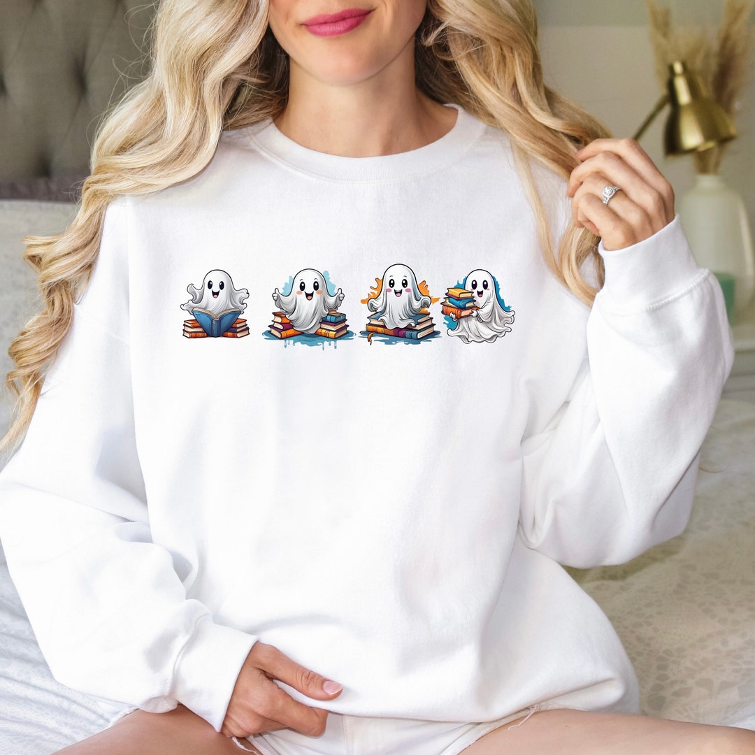 Cute Ghosts Reading Books PNG, Trick or Treat PNG, Book Lover Halloween ...